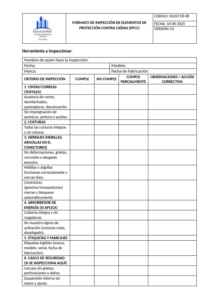 Inspección de Elementos EPCC 2025 | PDF