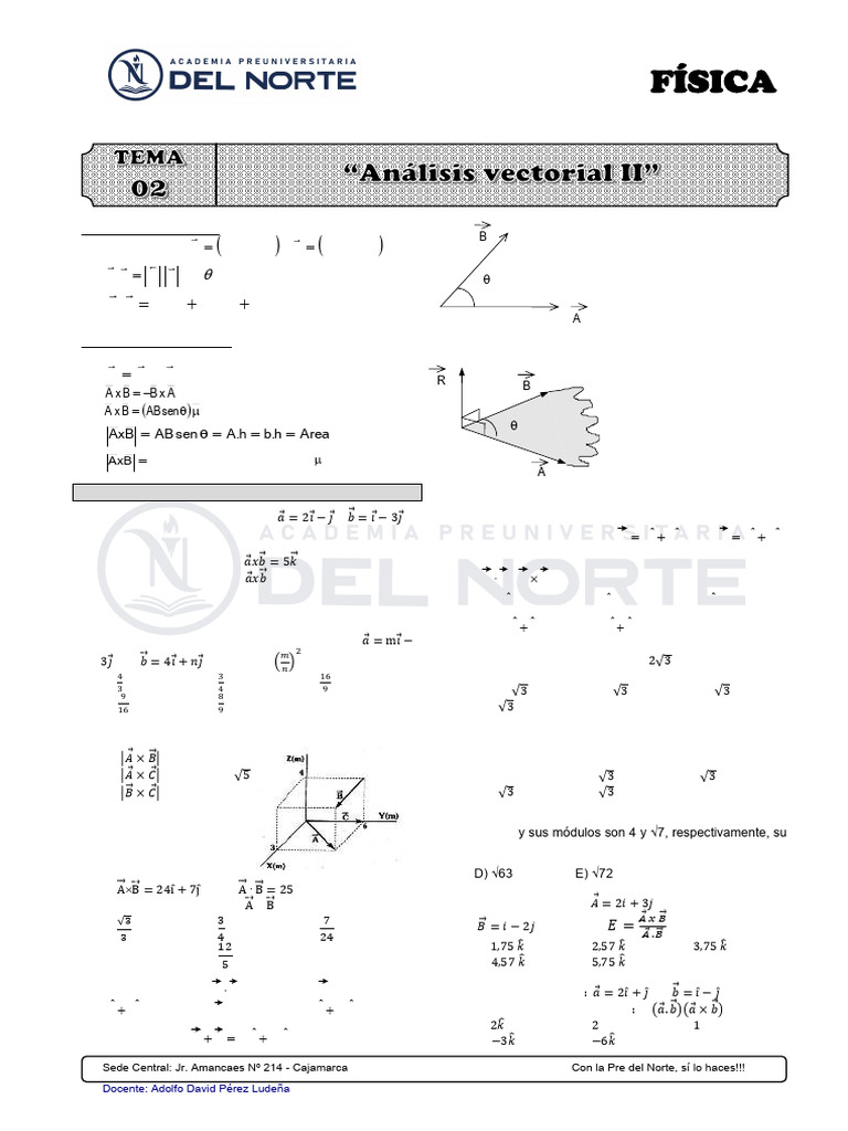 FÍSICA 02 - "Análisis Vectorial II" | PDF | Vector Euclidiano | Escalar (Matemáticas)