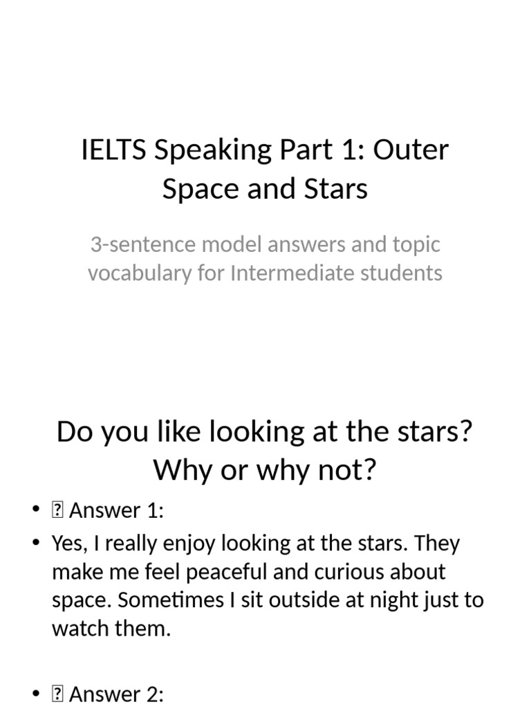 IELTS Speaking: Outer Space Insights | PDF | Planets | Space