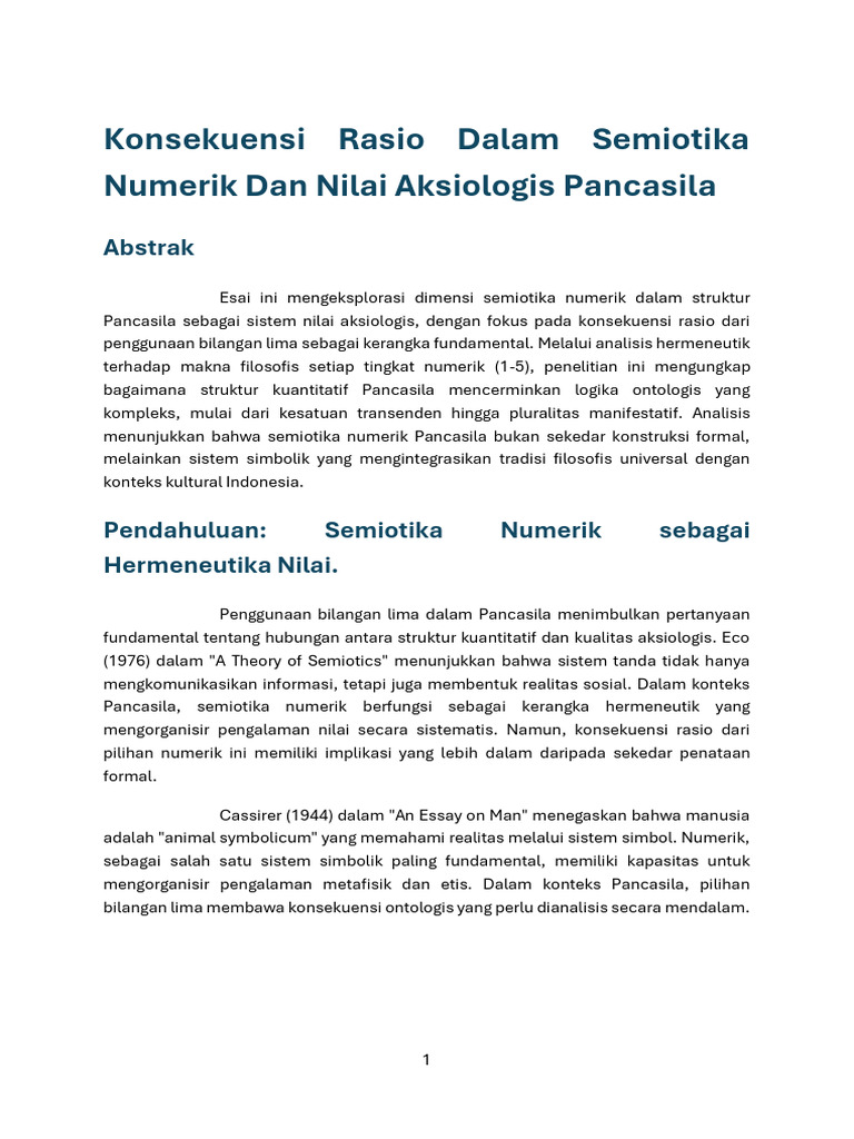 Konsekuensi Rasio Dalam Semiotika Numerik Dan Nilai Aksiologis ...