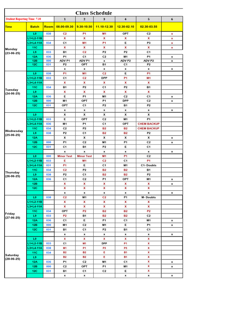 Class Schedule Update | PDF
