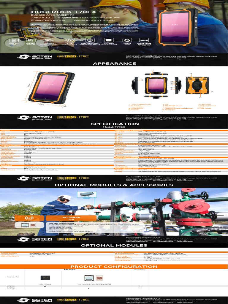 Fisa Comunicadores - T70EX RUGGED ATEX TABLET PC-compressed | PDF | High Speed Packet Access ...