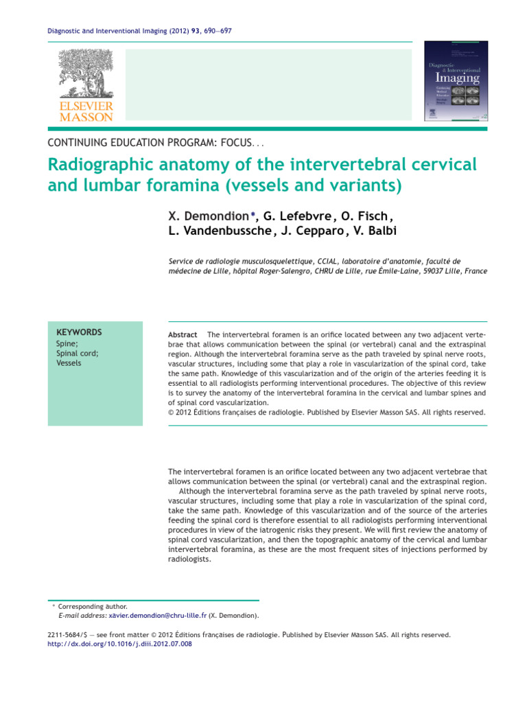 Radiographic Anatomy of The Intervertebral Cervical and Lumbar Foramina ...