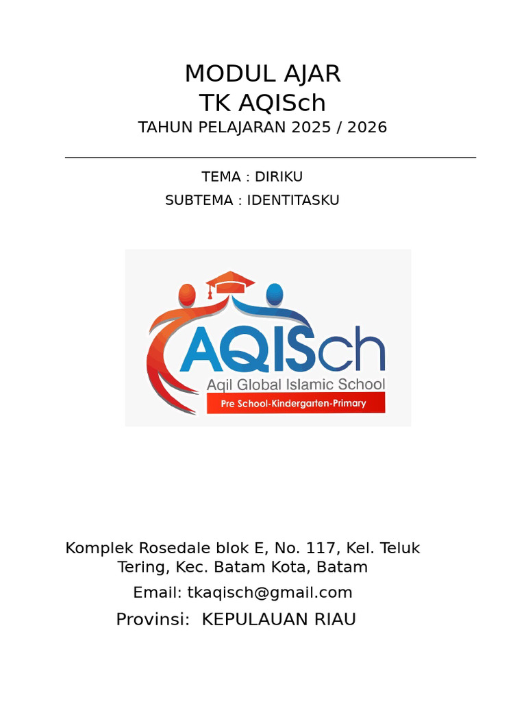 Modul Ajar TK B Tema Diriku | PDF