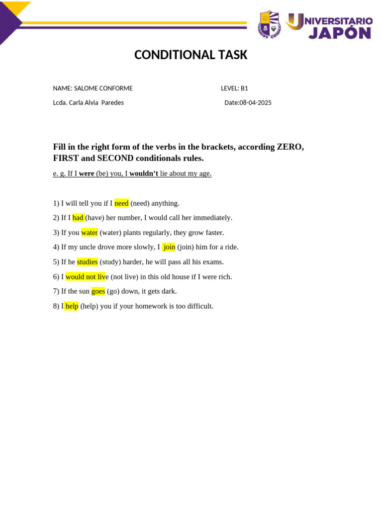 Conditional Task b1 | PDF