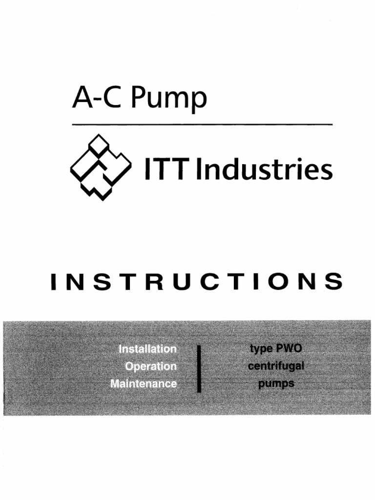 Manual Instalacion, Operacion y Mantencion PWO Canada | PDF