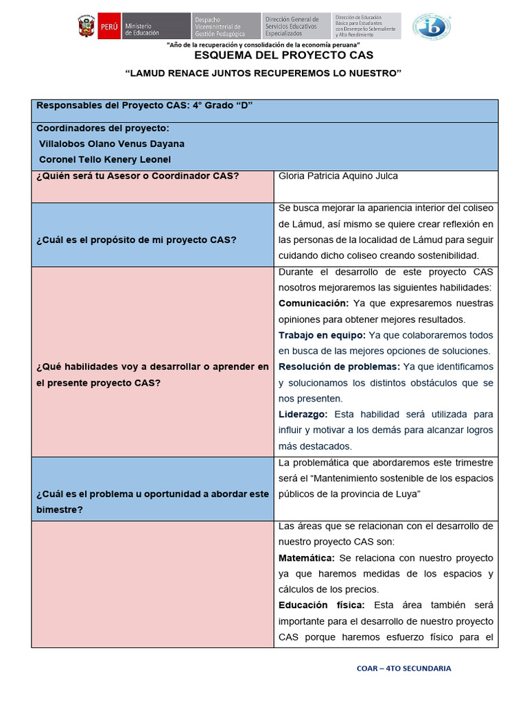 Esquema de Proyecto Cas 4D | PDF | Sustentabilidad | Presupuesto