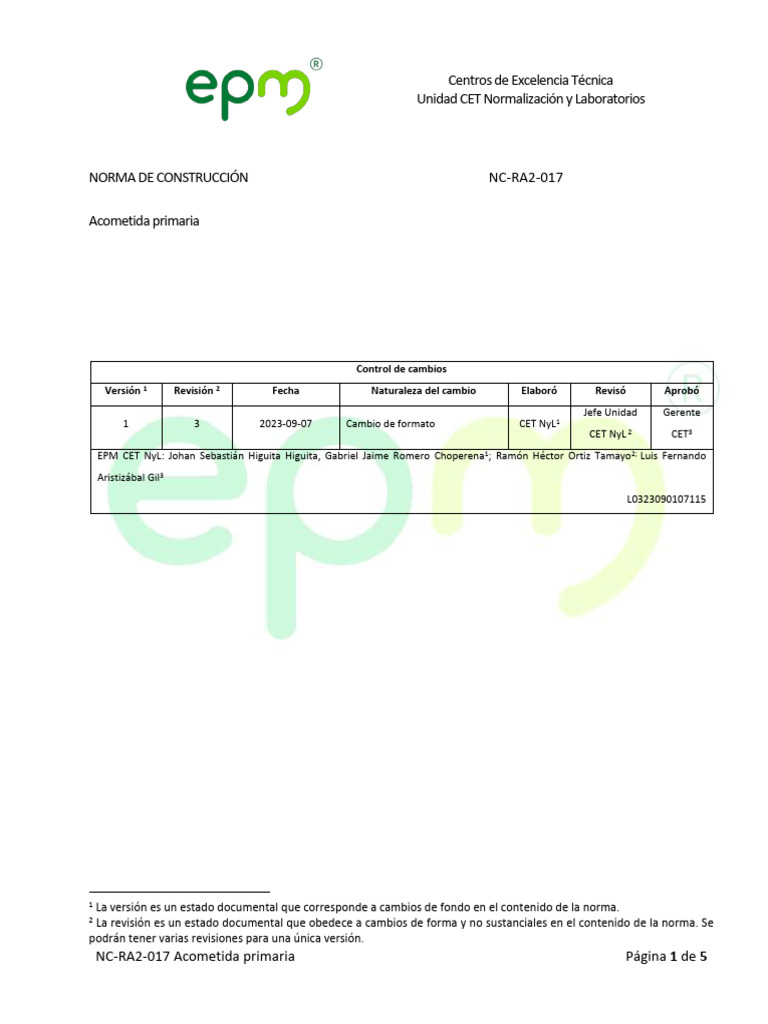 NC RA2 017AcometidaPrimaria RevA | PDF | Materiales de construcción | Ingenieria Eléctrica