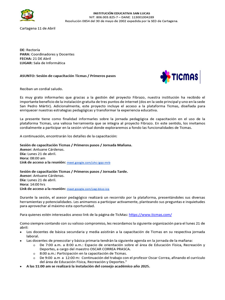 Jornada Pedagogica Ticmas-21 de Abril 2025 | PDF | Aprendizaje