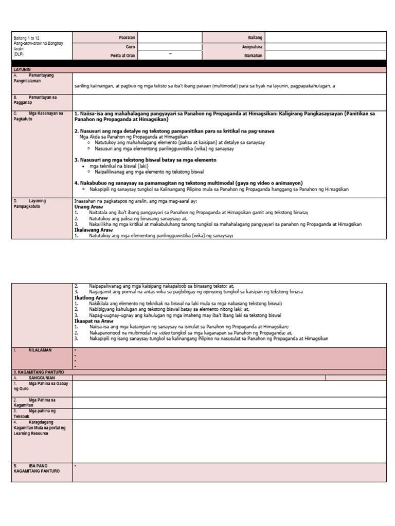DLP For MATATAG 8 Revision 10 21 24 1 | PDF