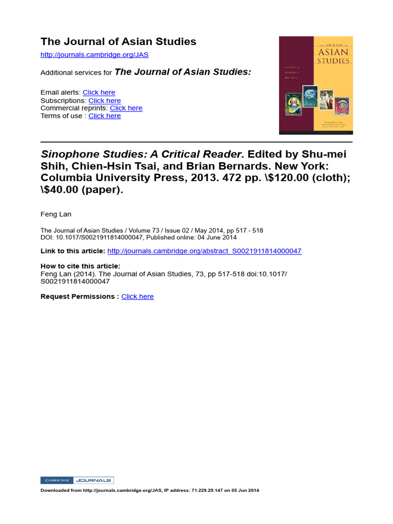 Review of Sinophone Studies - Published Version | PDF | Han Chinese ...