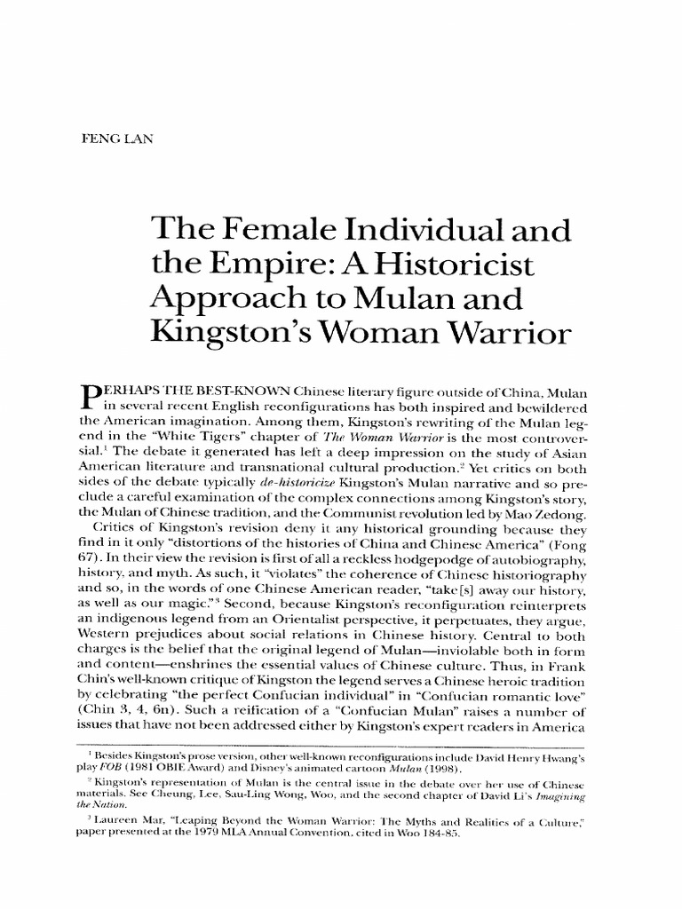 A Historicist Apporach To Kingston's Woman Warrior | PDF