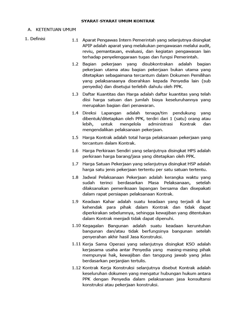 Syarat Umum Kontrak Konstruksi | PDF
