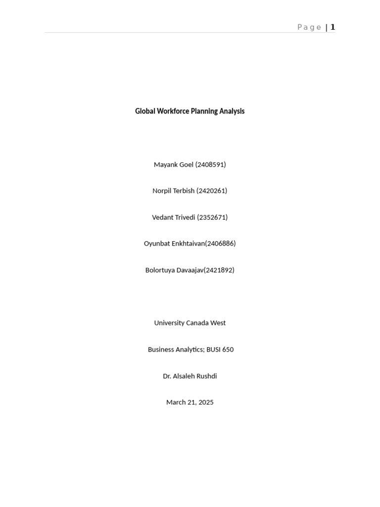 Global Workforce Planning Analysis | PDF | Workforce | Labour Economics