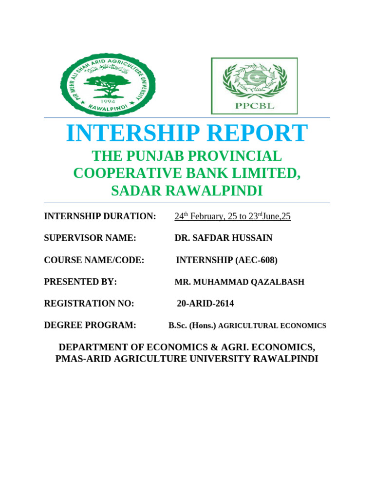 Intership Report Cover Pages | PDF