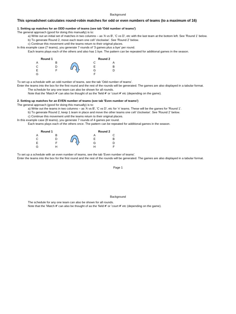 Creating Round Robin Game Schedules | PDF