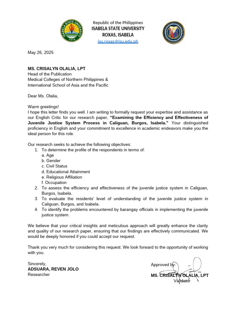 Request Letter To English Critique | PDF