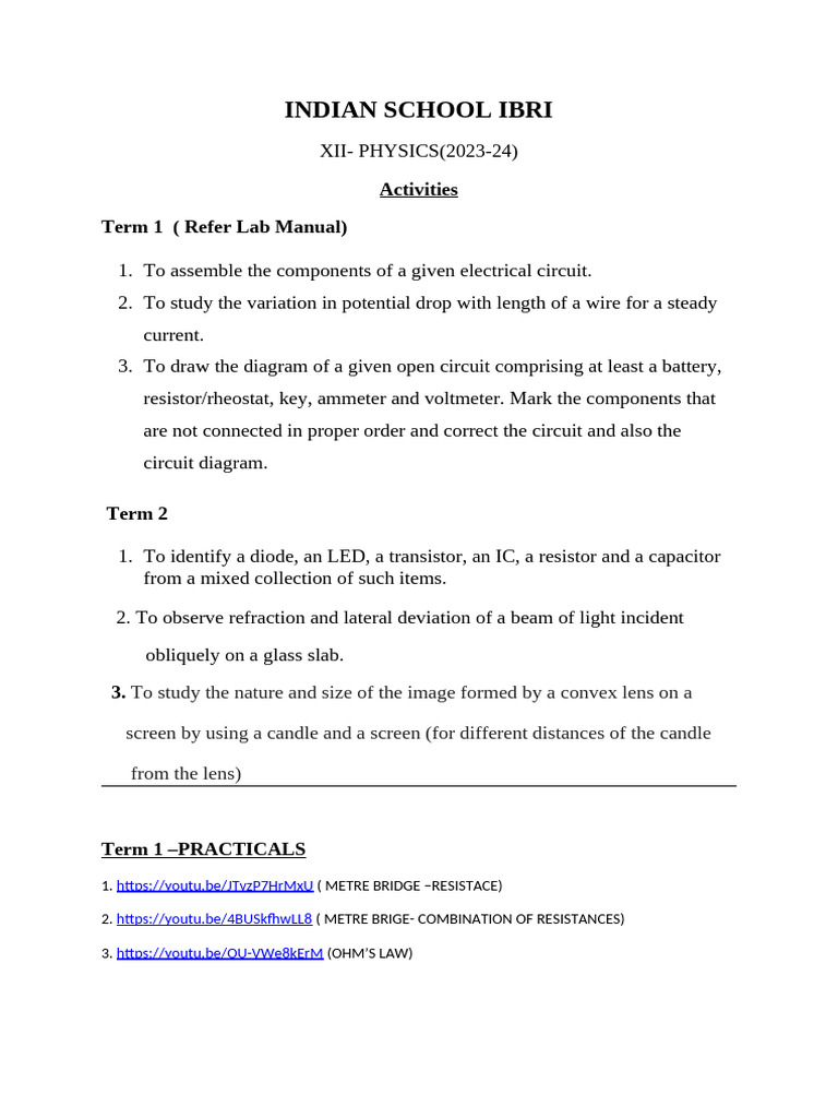 Xii Phy Activities | PDF