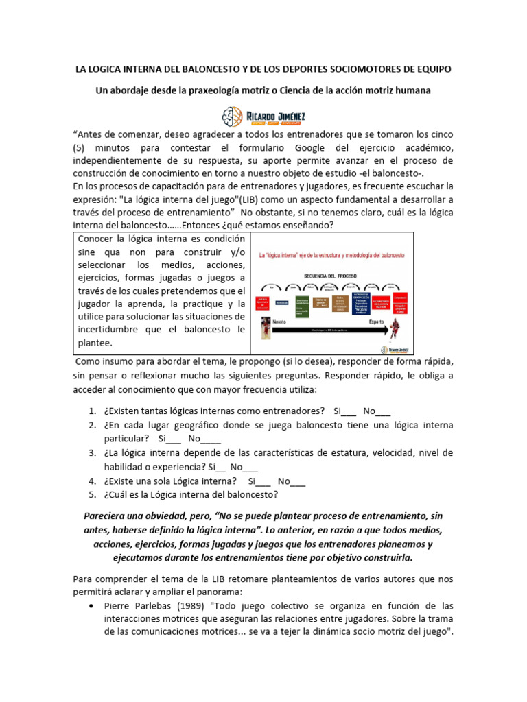 La Lógica Interna Del Baloncesto | PDF | Defensor (Asociación de Fútbol ...