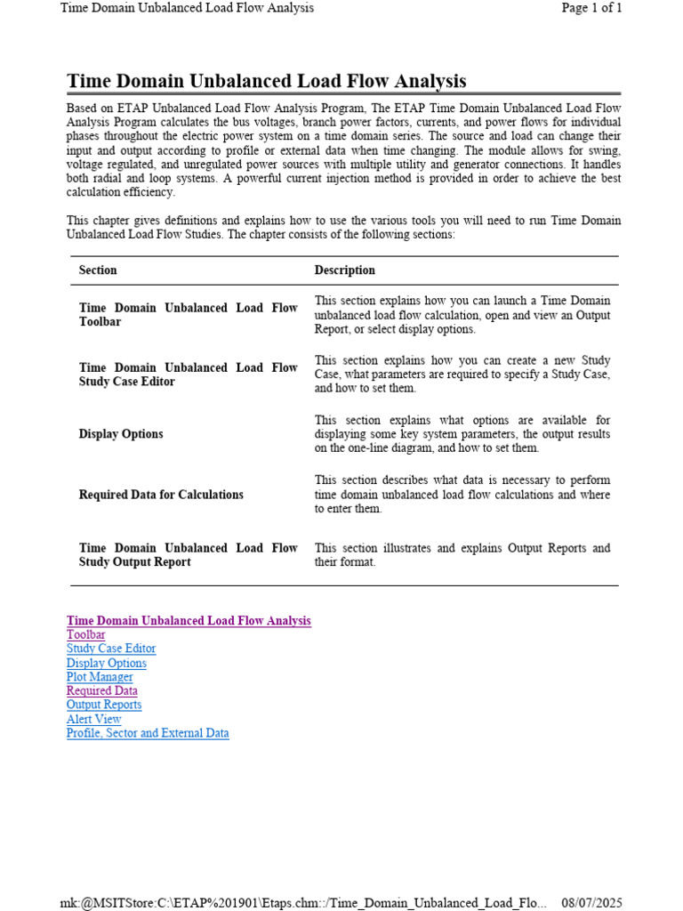 ETAP Time Domain Load Flow Guide | PDF | Electronic Engineering ...