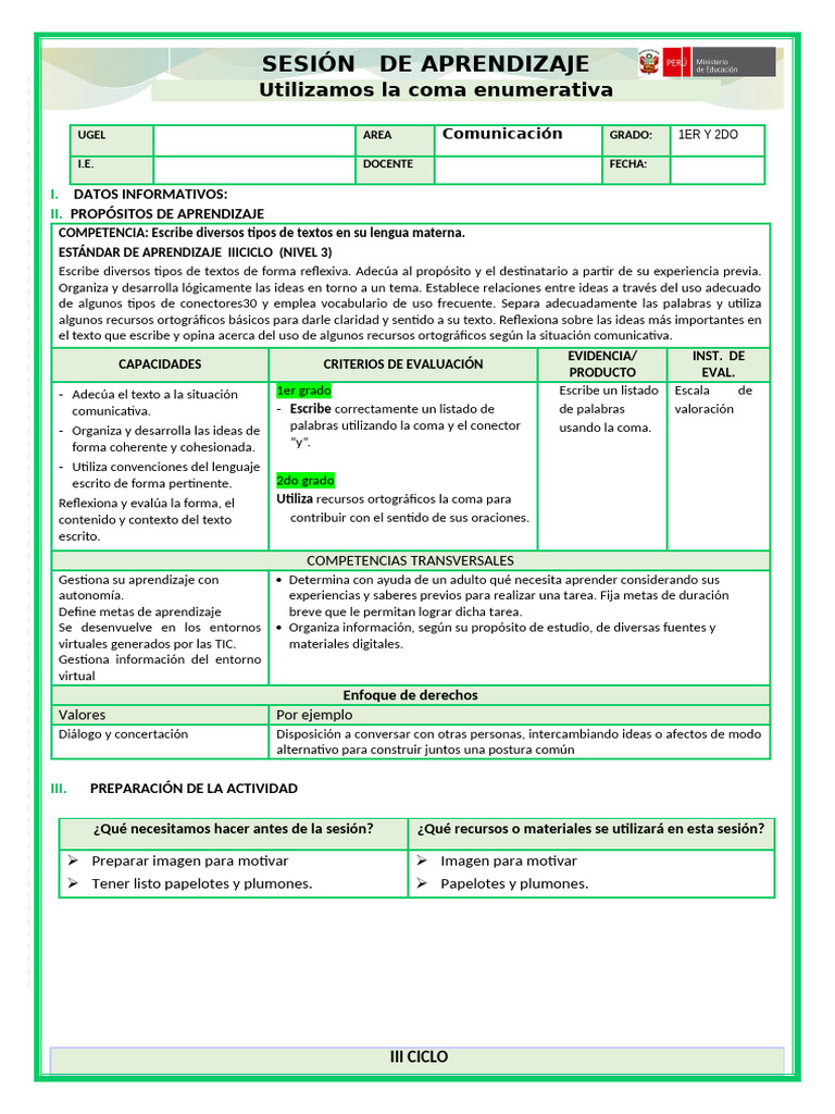 Uso de la Coma en Textos para 1er y 2do Grado | PDF | Aprendizaje