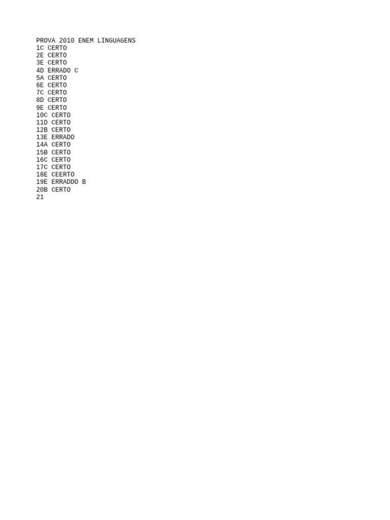 Prova 2010 Enem Linguagens | PDF