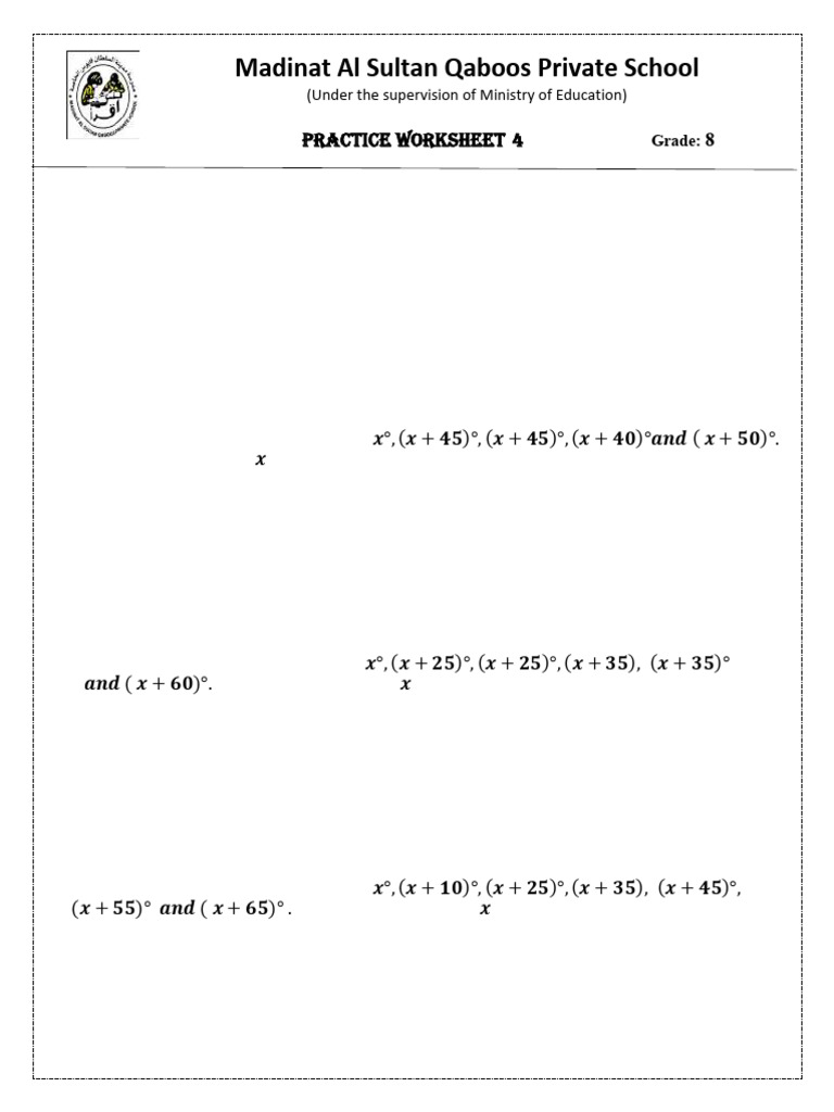 Grade 8 Practice Worksheet 4 | PDF