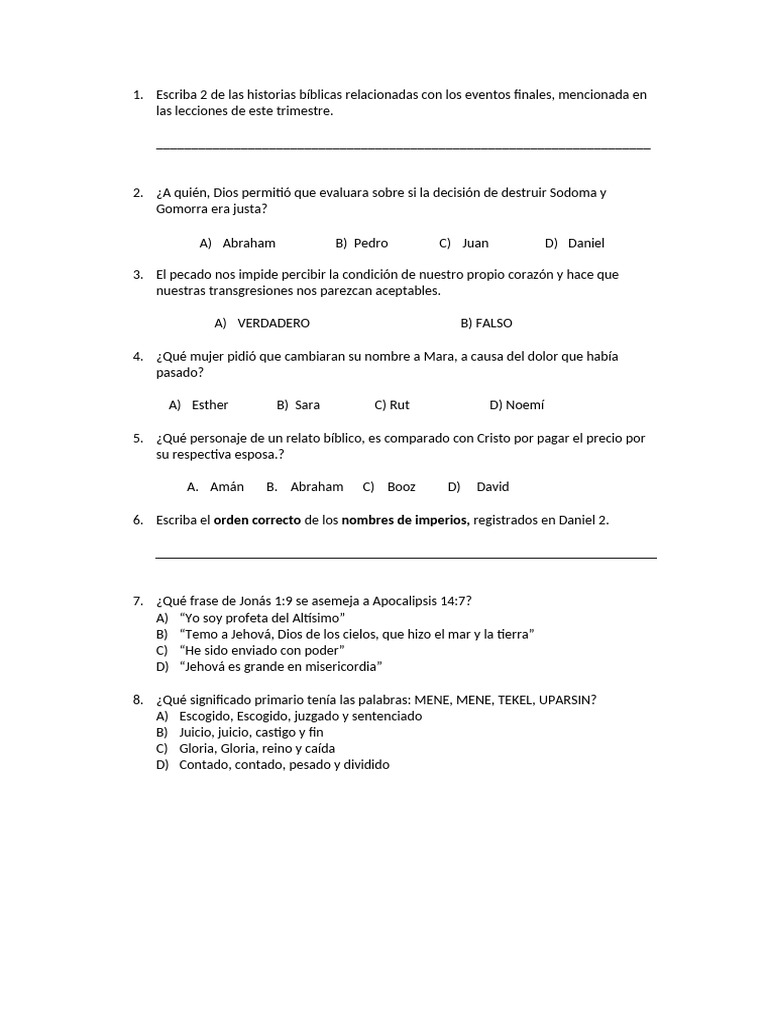 Preguntas Del Segundo Trimestre | PDF