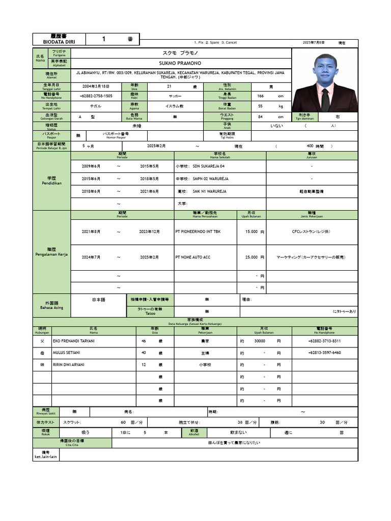 CV Sukmo Pramono | PDF