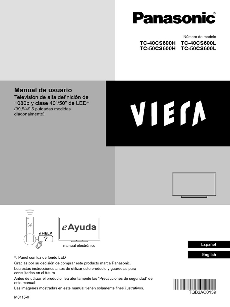 Manual de usuario TV Panasonic 40"/50" LED | PDF | Inalámbrico | LAN ...