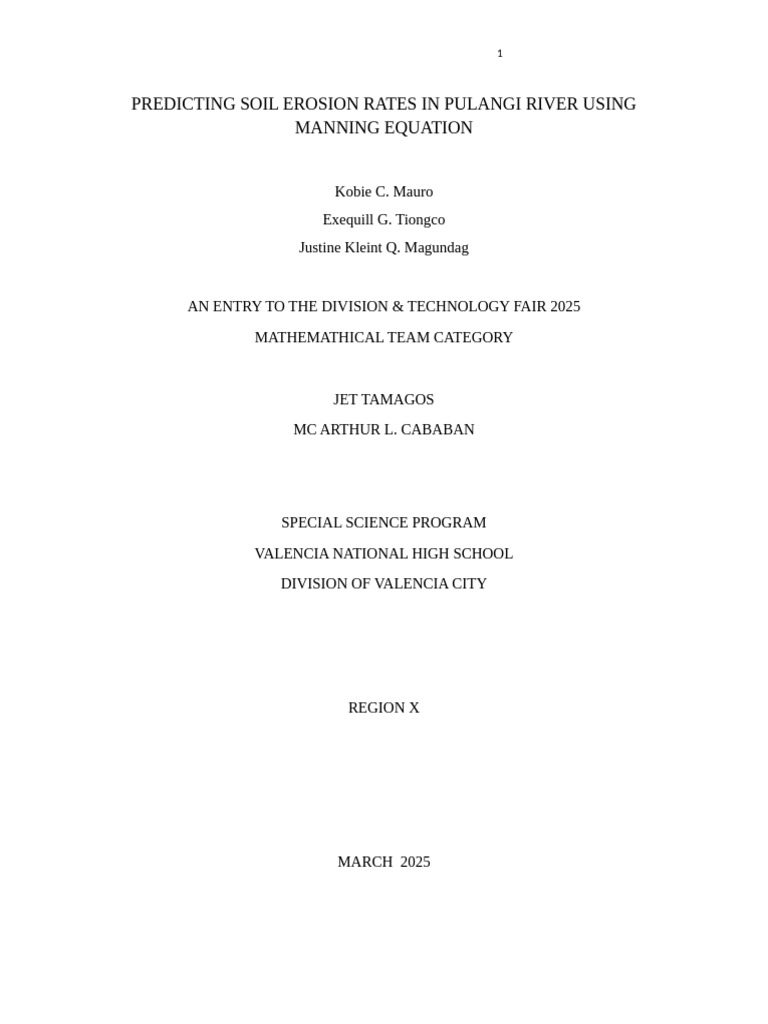 Soil Erosion Prediction in Pulangi River | PDF | River | Sustainability