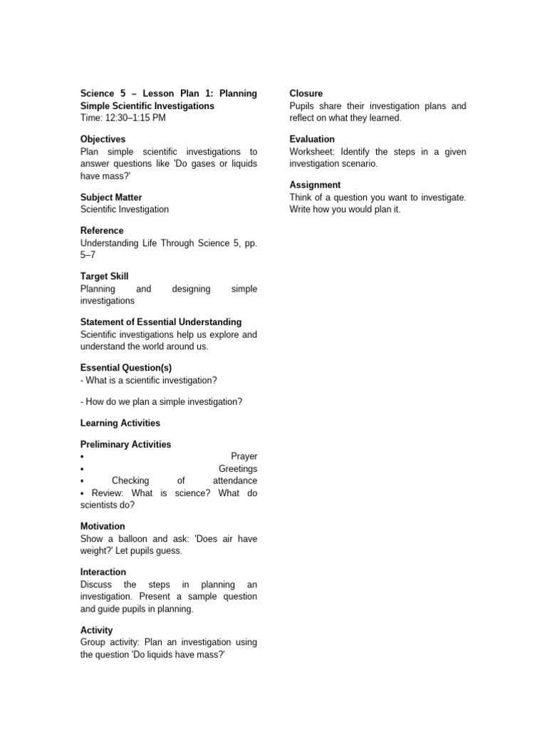 Science 5 Lesson Plans Overview | PDF | Reproduction | Heat Transfer