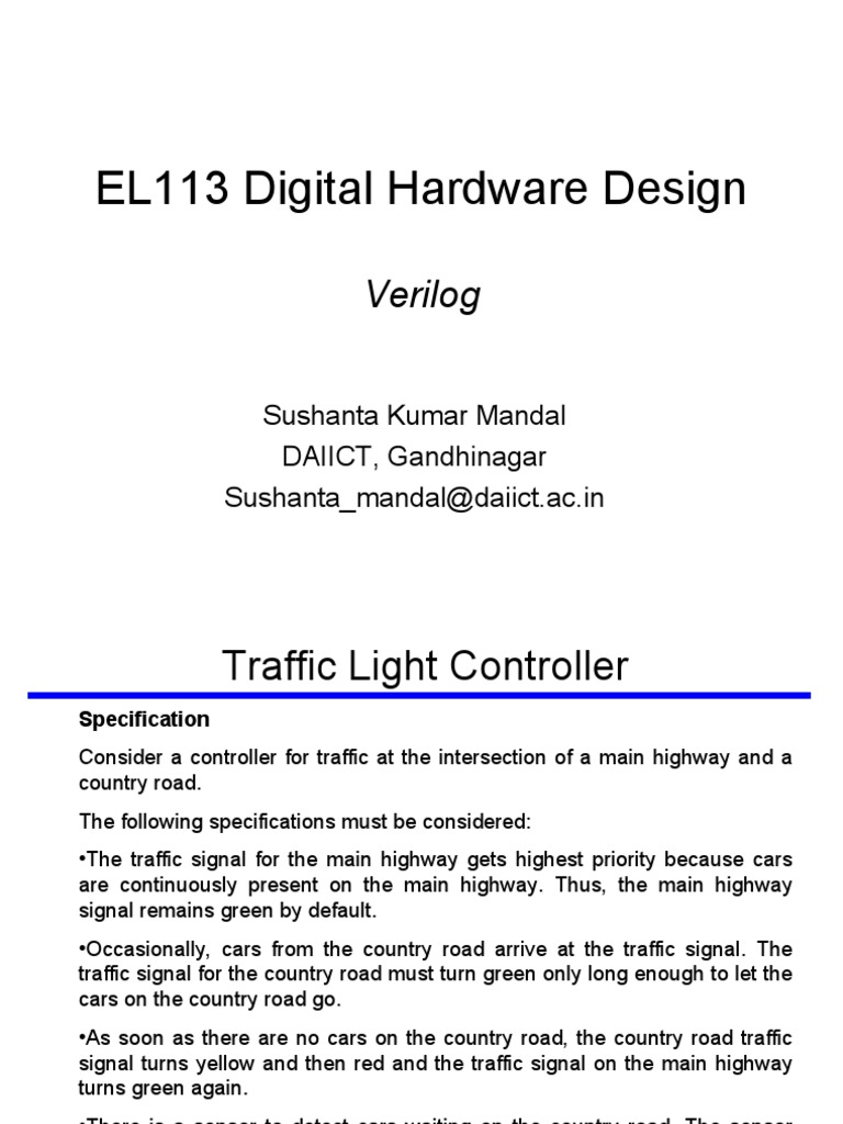 Lec Verilog Trafficlight Synthesis Pdf Logic Synthesis Electronics
