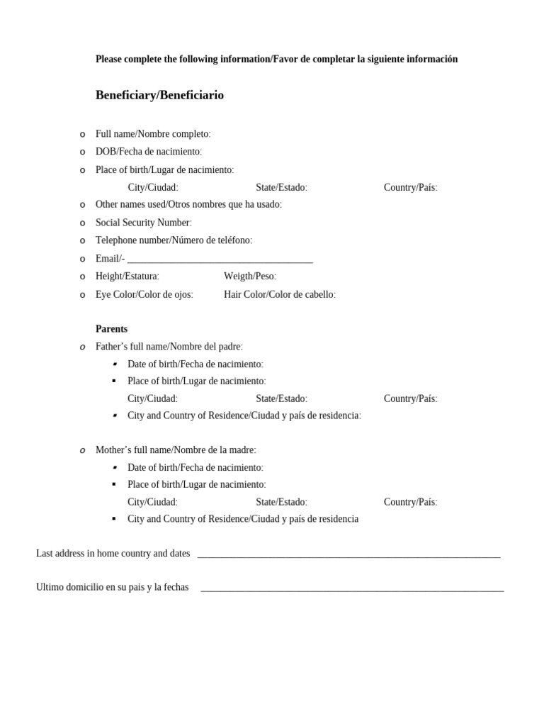 Biographic Information Beneficiary AOS 2 | PDF