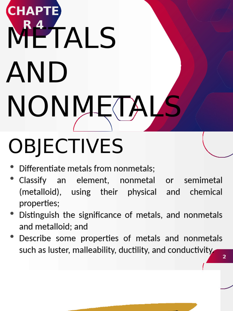 Chapter 4 Metals and Nonmetals | PDF | Metals | Physical Sciences