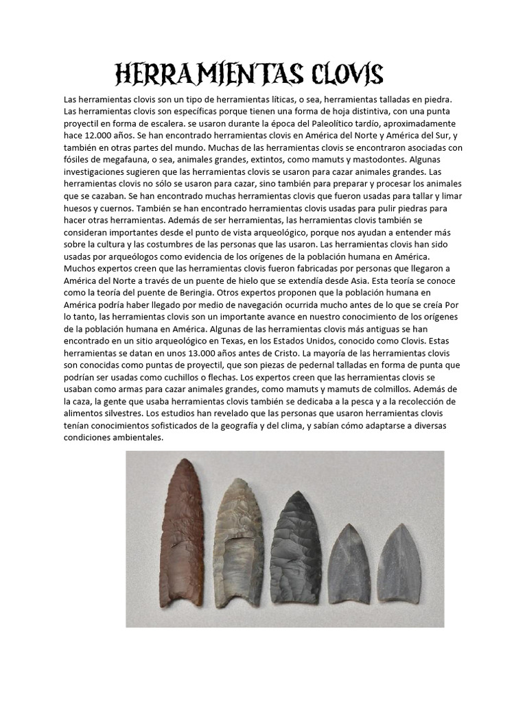 Las Herramientas Clovis Son Un Tipo de Herramientas Líticas | PDF | Edad de Piedra