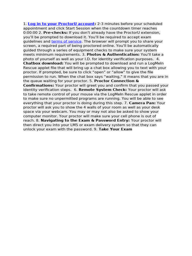 Log in To Your Proctoru Account:: Pre-Checks | PDF