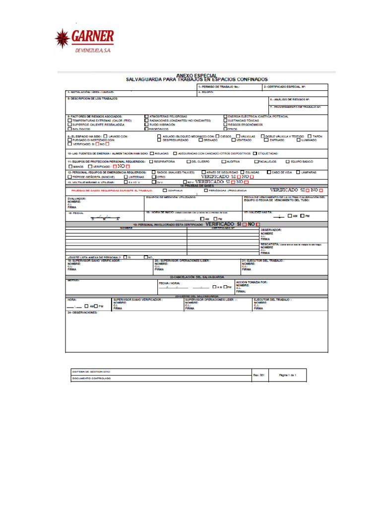 4D - Gar-S-Pl-For-Certificado de Espacios Confinados | PDF