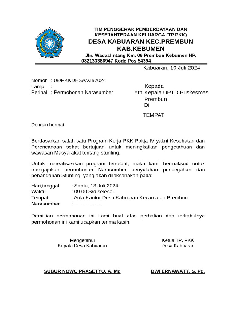 SURAT Permohonan Narsum | PDF