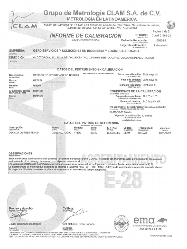 Certificado de Calibracion | PDF