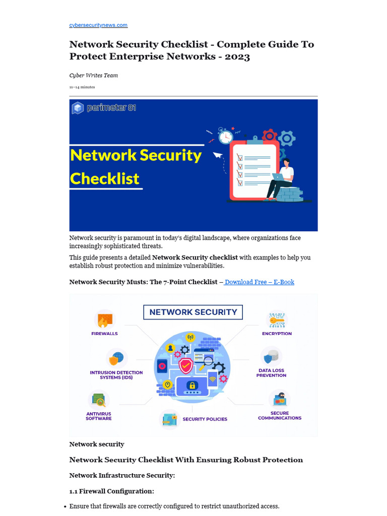 Network Security Checklist - 2023 | PDF | Security | Computer Security