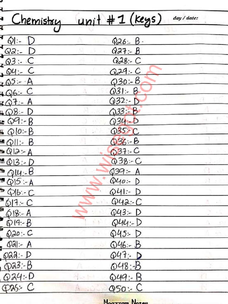 Chemistry Unit 1 Keys 2 | PDF