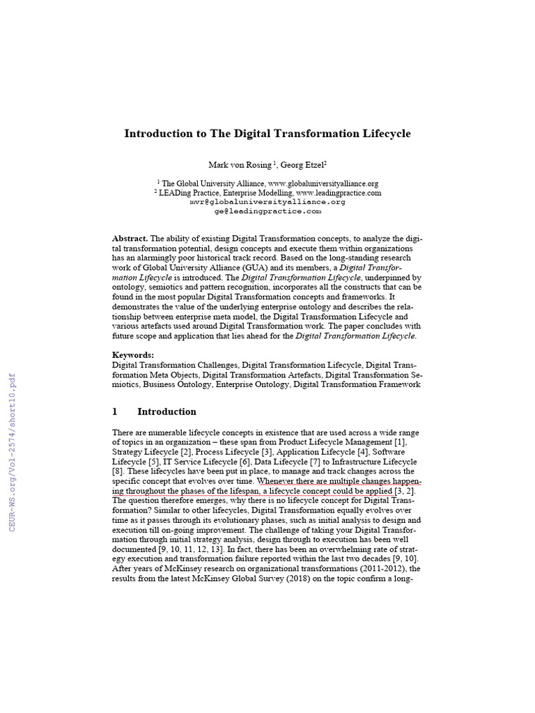 The Digital Transformation Lifecycle | PDF | Ontology | Semantics