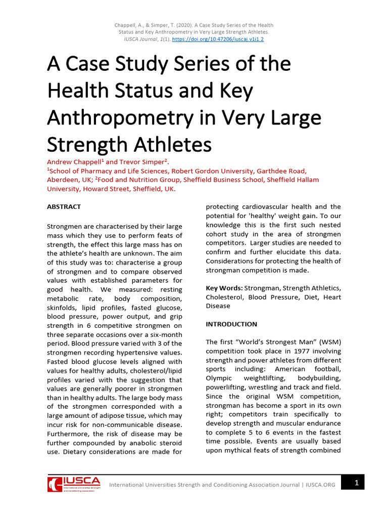 A Case Study Series of The Health Status and Key Anthropometry in Very ...