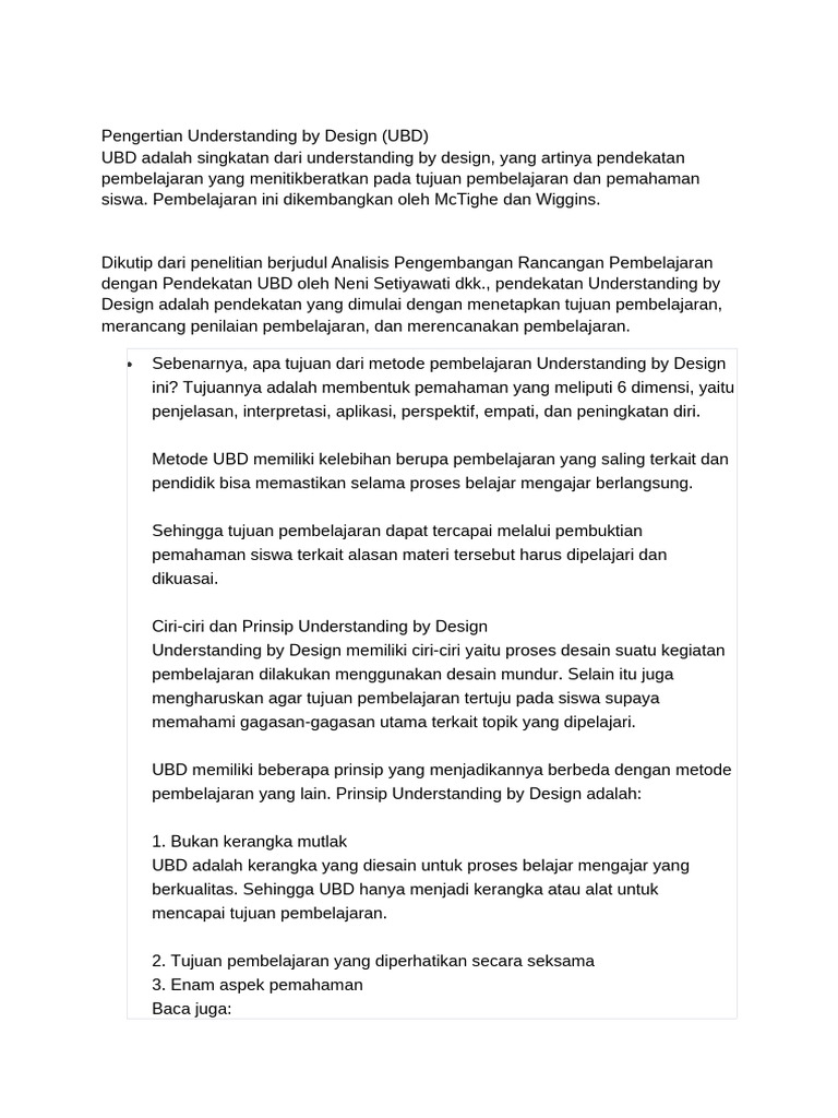 Pengertian Understanding by Design | PDF