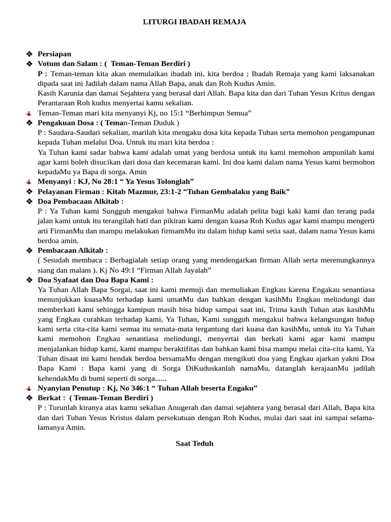 Liturgi Ibadah Remaja Praktek - Jesika | PDF