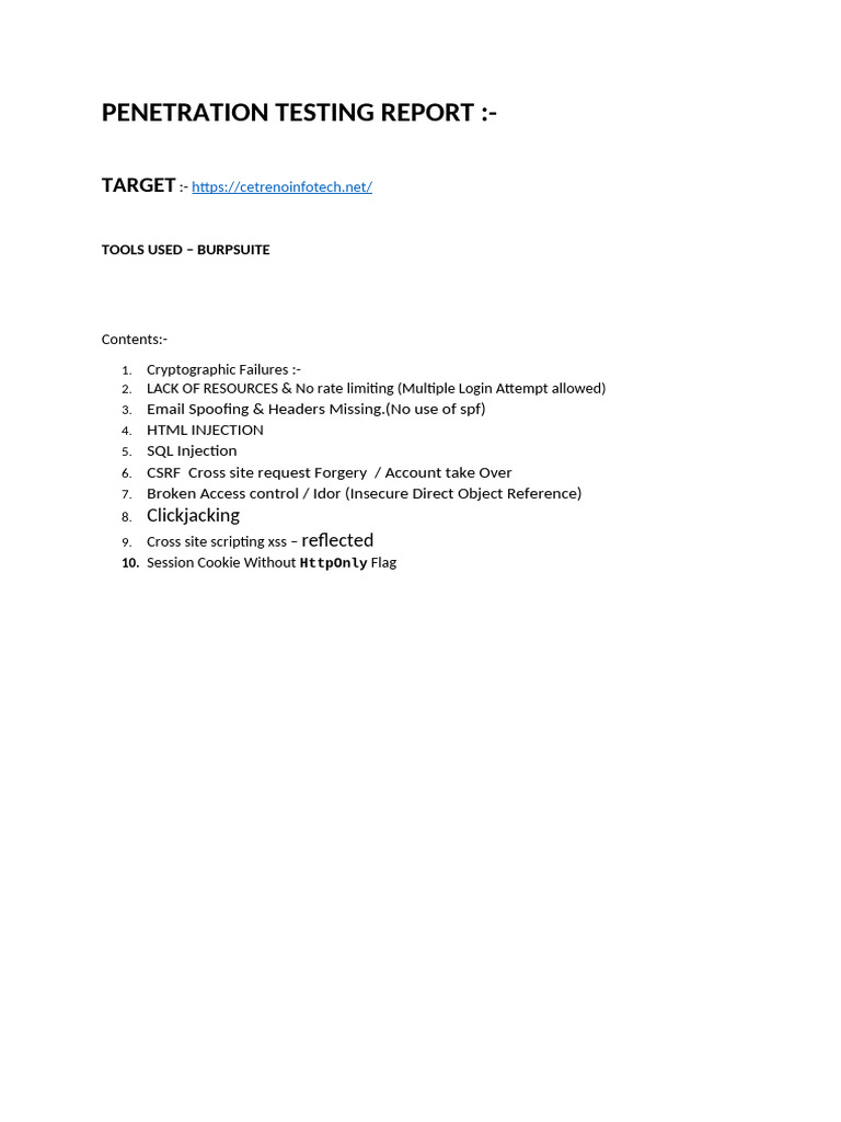 Penetration Testing Report Pdf Security Cyberwarfare