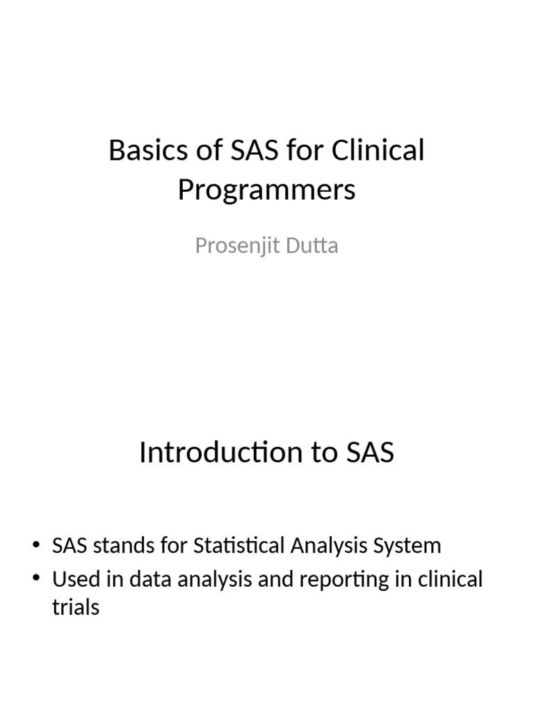 Basics of SAS For Clinical Programmers | PDF