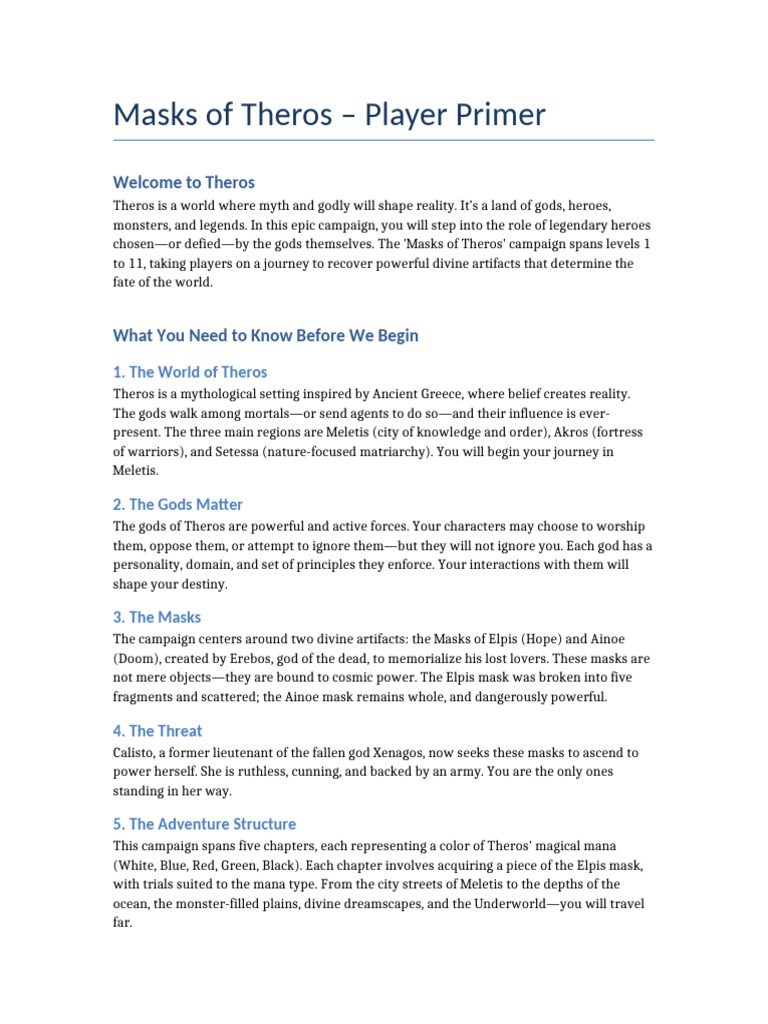 Masks of Theros Player Primer | PDF | Hero | Deities