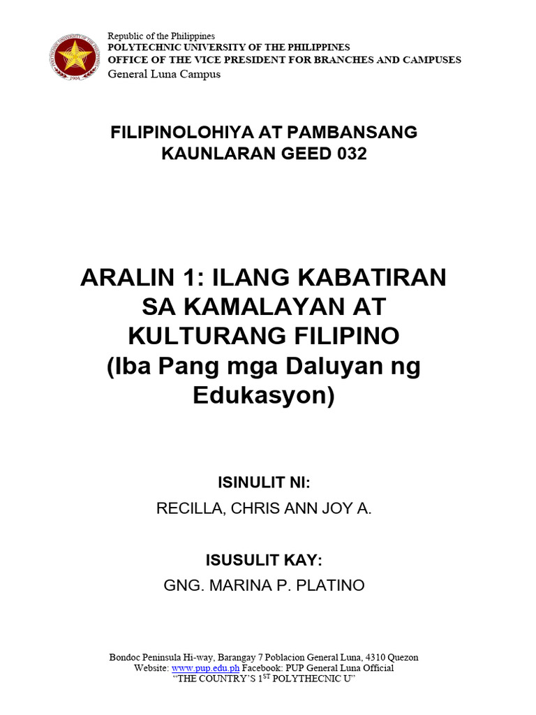 Filipino Li Hiya | PDF